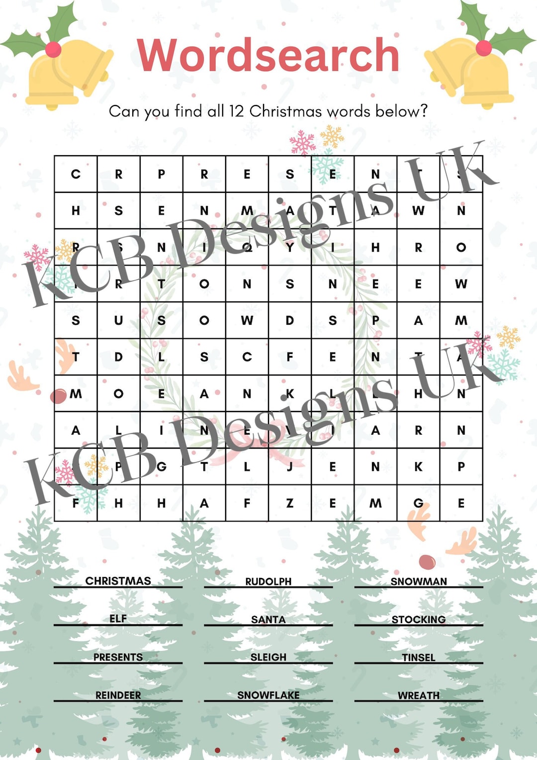 Christmas Wordsearch Printable Digital Download Instant Download ...