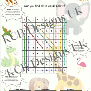 Jungle Wordsearch Printable Digital Download Instant Download ...