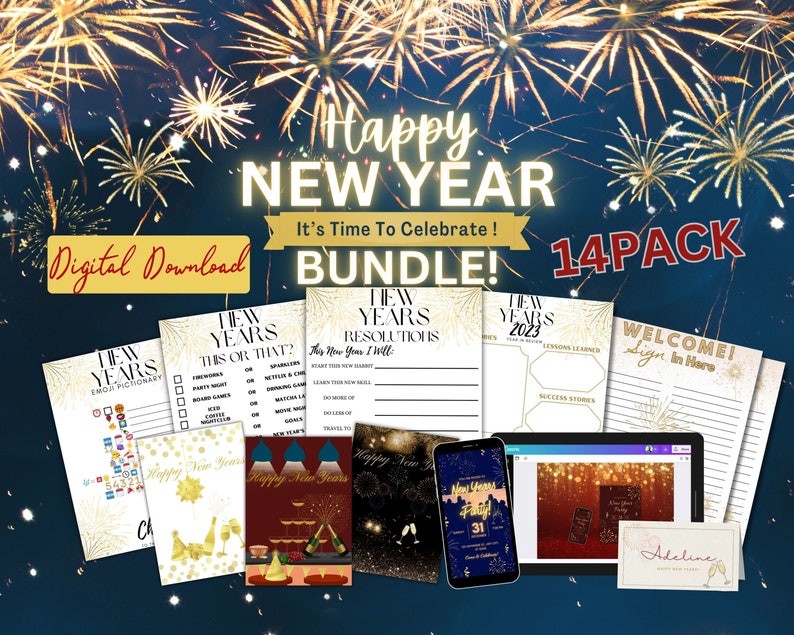 New Years Bundle Printable PDF New Years Printables Editable Templates ...