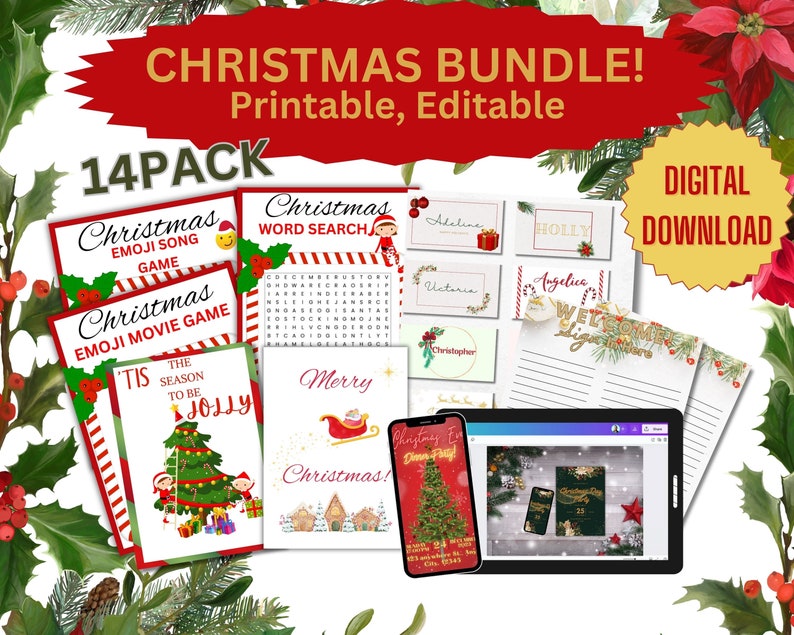 Christmas Bundle Printables PDF Christmasparty Templates Instant ...