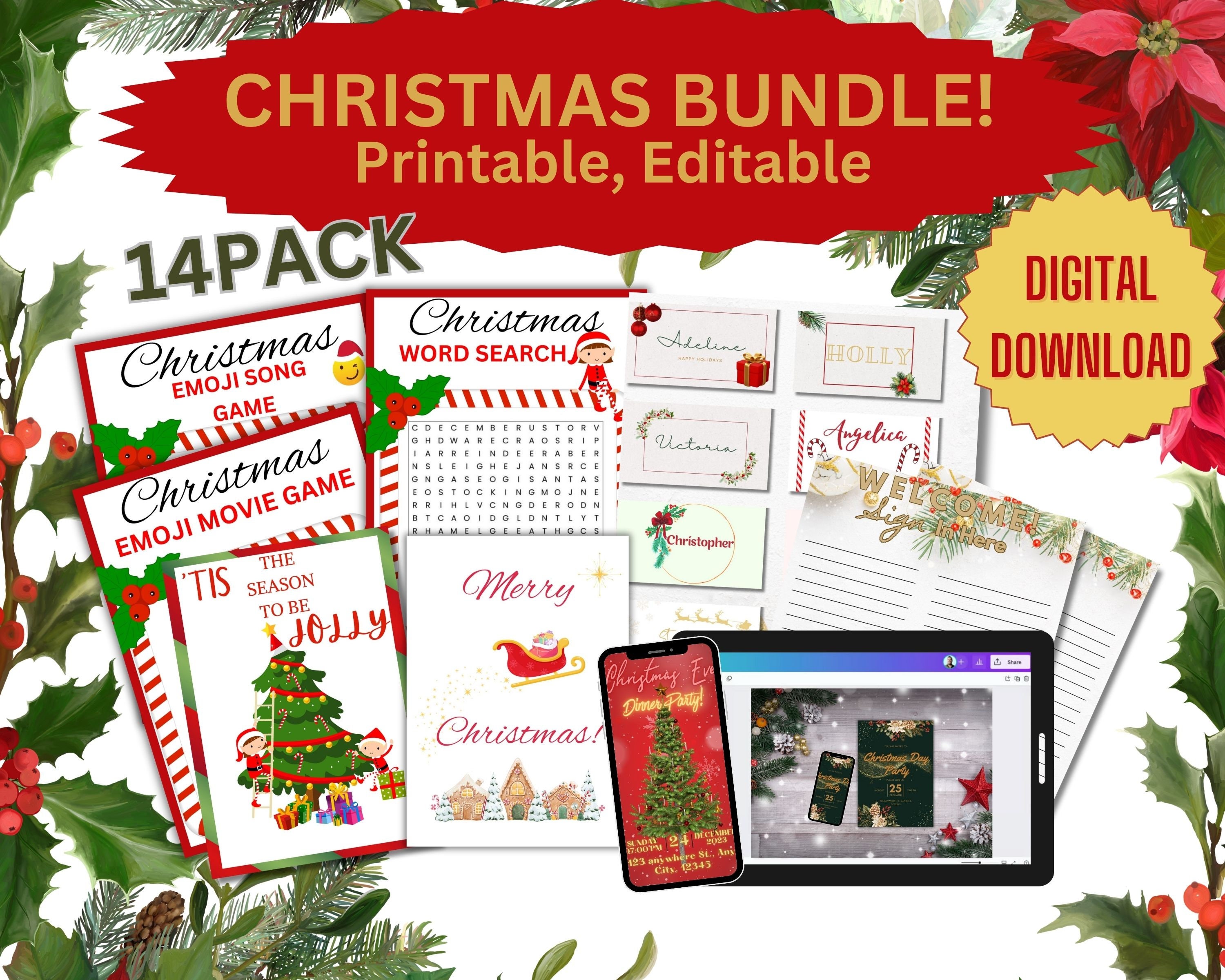 Christmas Bundle Printables PDF Christmasparty Templates Instant ...