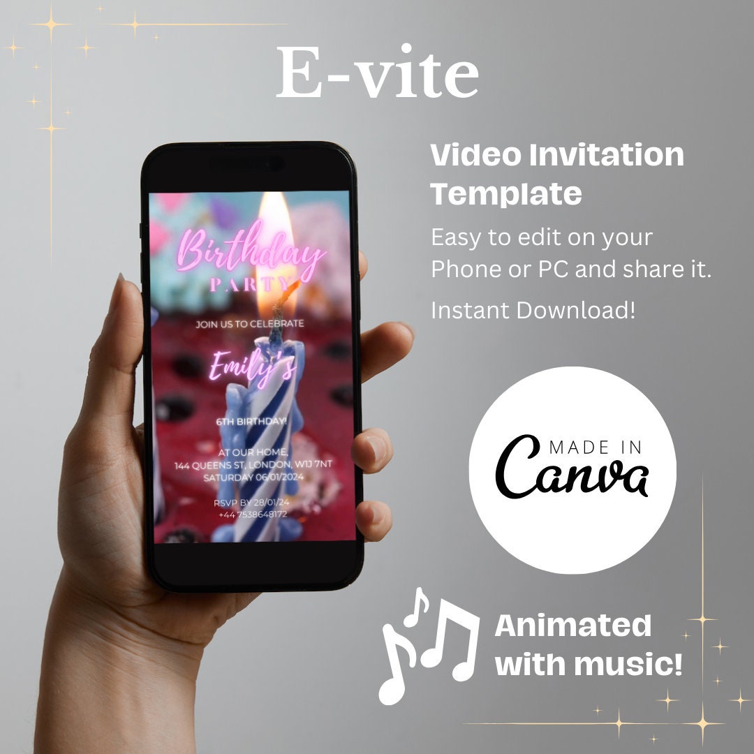 Animated Birthday Party Invitationdigital Birthday Party Invitation - Etsy