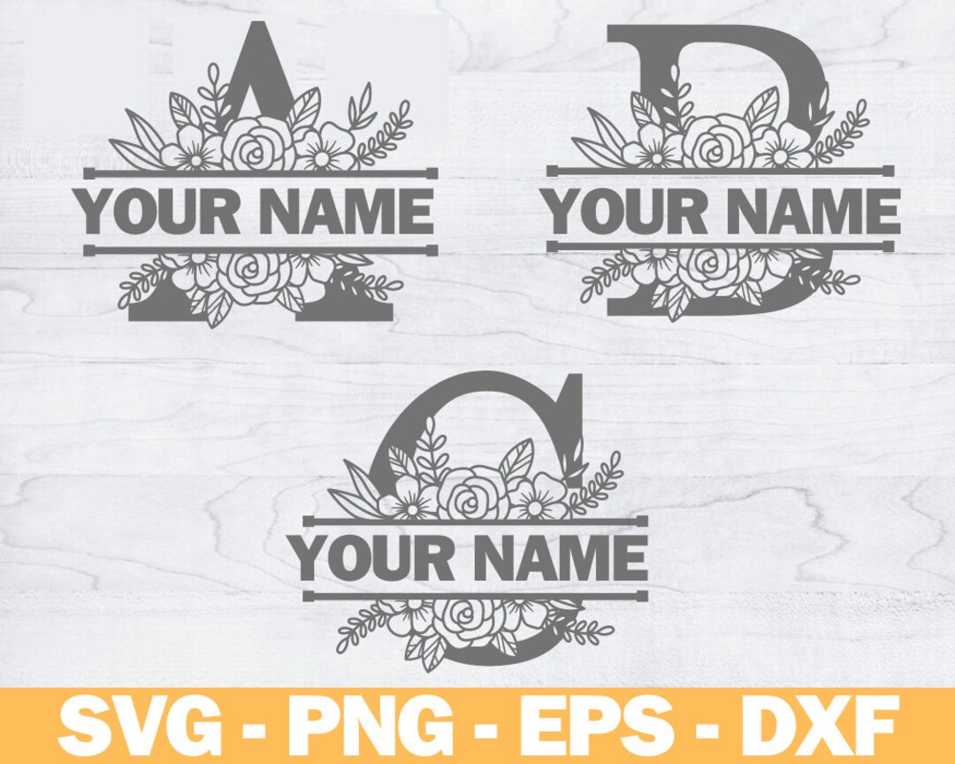 Floral Split Monogram Svg, Jpg, Png, Dxf, Flower Monogram Clipart ...