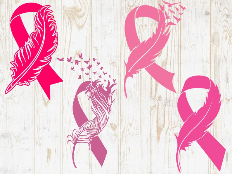 Feather Pink Ribbon Bundle SVG/ Cut File / Cricut / Commercial Use ...