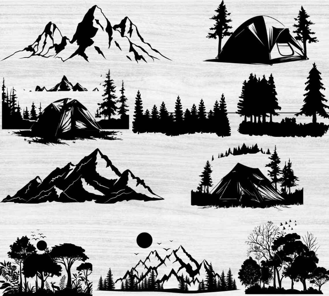 Landscape Svg Wood / Forest Scene Svg / Forest Silhouette Svg / Instant ...