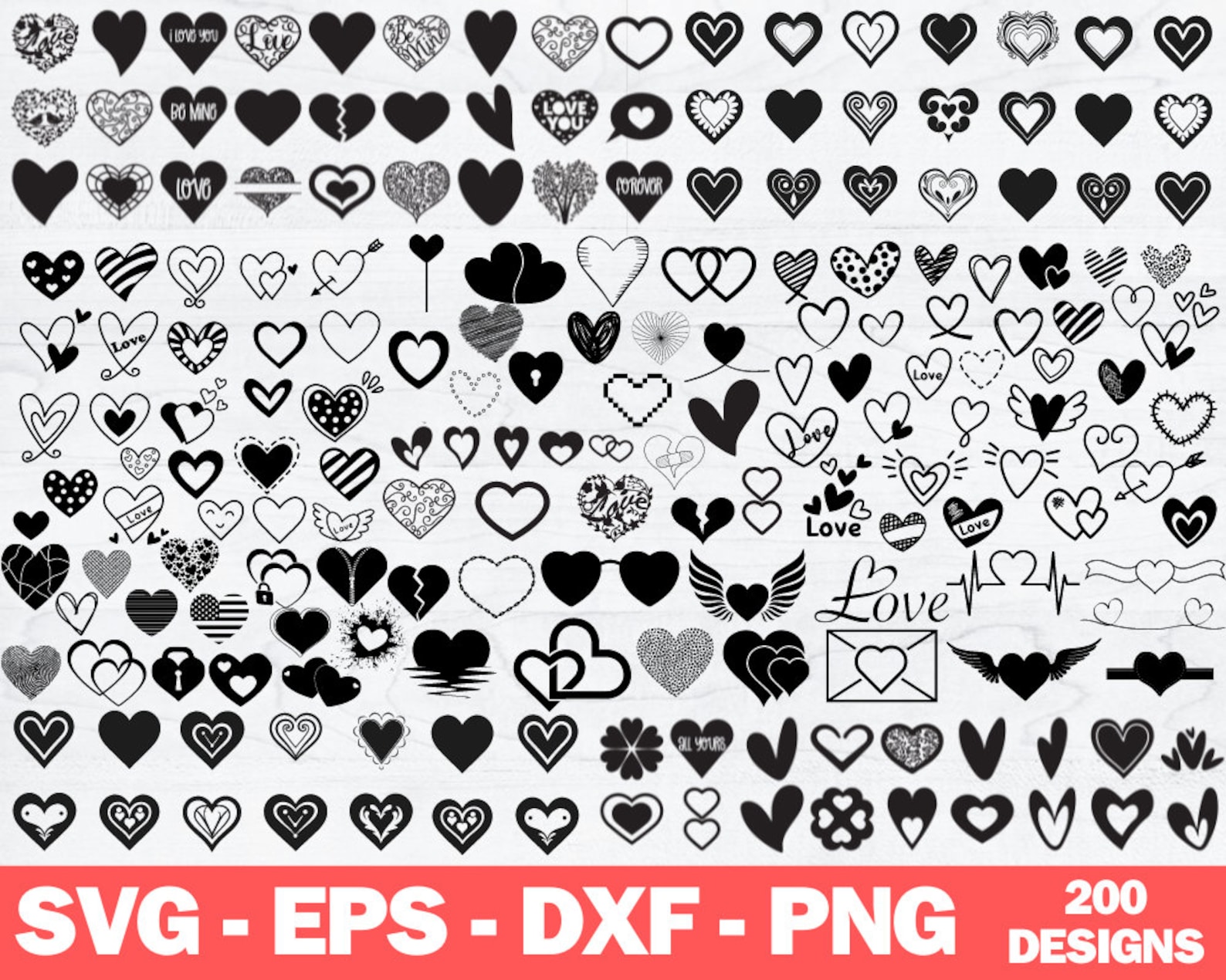 HEART Bundel SVG, HEART Doodle Svg, Heart Svg Cut Files for Cricut, Heart Clipart, Hand Drawn ...