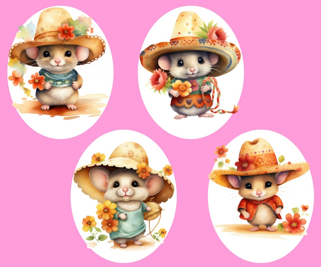 Cute Spring Flower Mouse Clipart Bundle 4 High Quality JPG AND PNG ...
