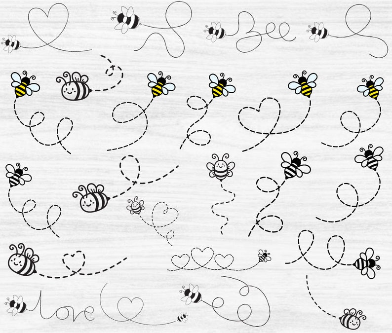 Bee Path Svg, Bee Trails Svg, Honey Bee Path Svg Designs Bundle, Bumble ...
