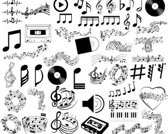 Music Notes Svg Bundle, Guitar Note Svg, Musical Notes Clipart, Music ...