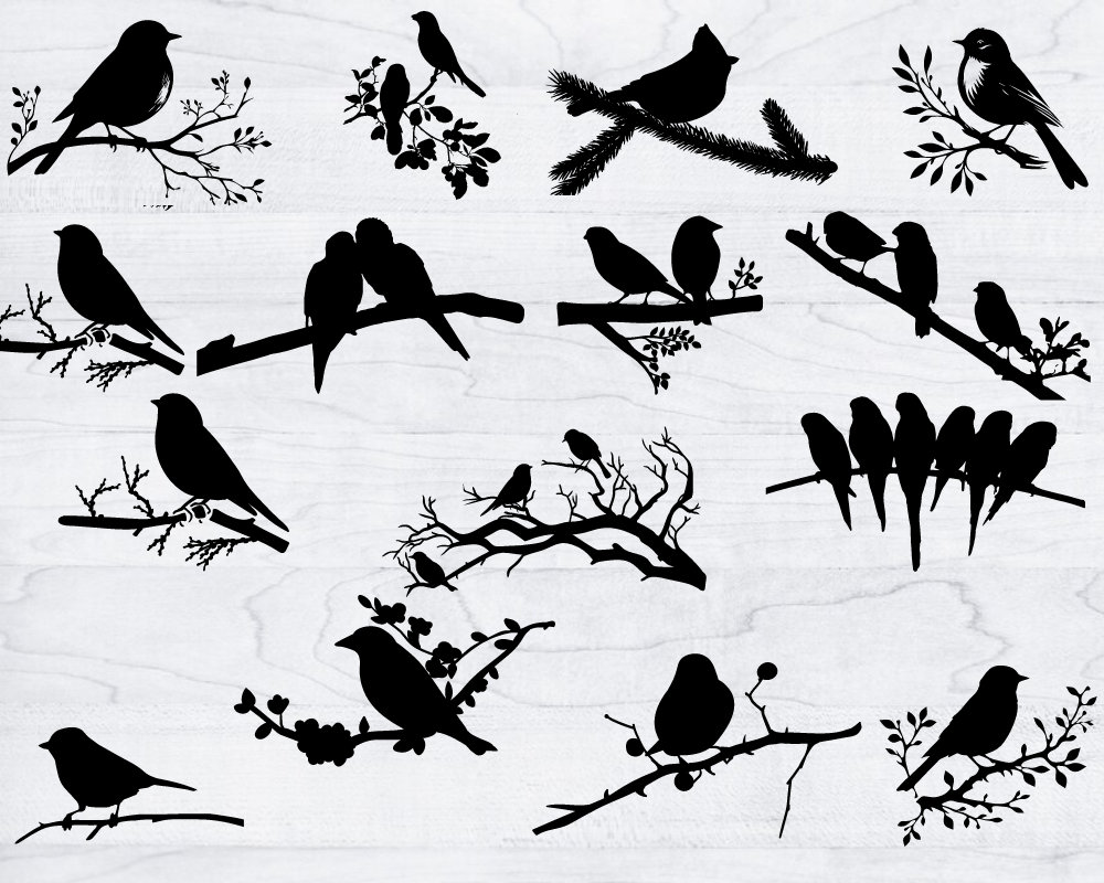 Birds on Branches SVG, Birds Svg, Bird on Tree Svg, Flock of Birds Svg ...