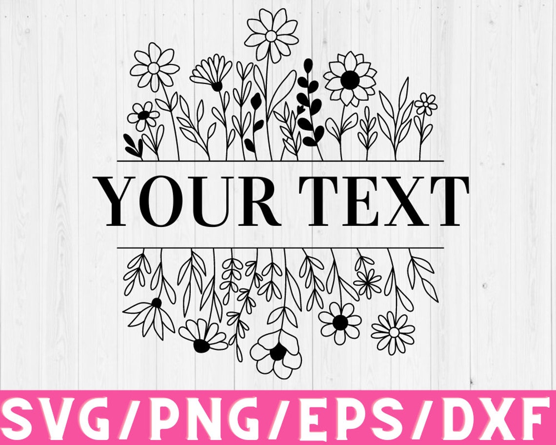 Floral Border Svg, Flower Border Svg, Floral Frame Svg, Split Monogram ...