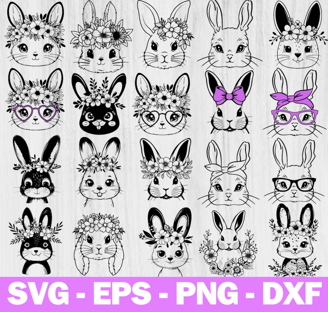 Easter Bunny Face Svg, Cute Bunny Faces Svg, Easter Bunny Svg, Bunny ...