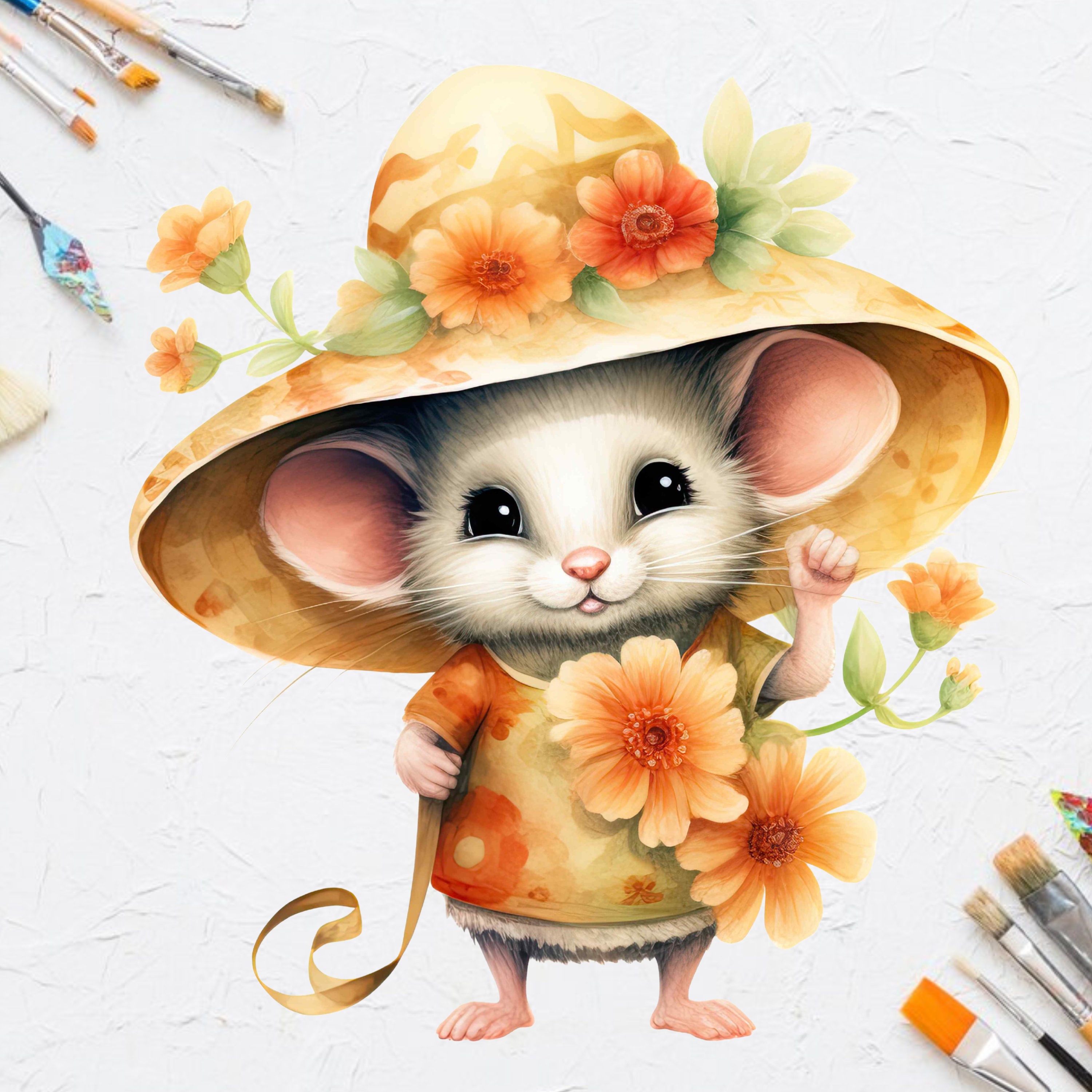 Cute Spring Flower Mouse Clipart Bundle 4 High Quality JPG - Etsy