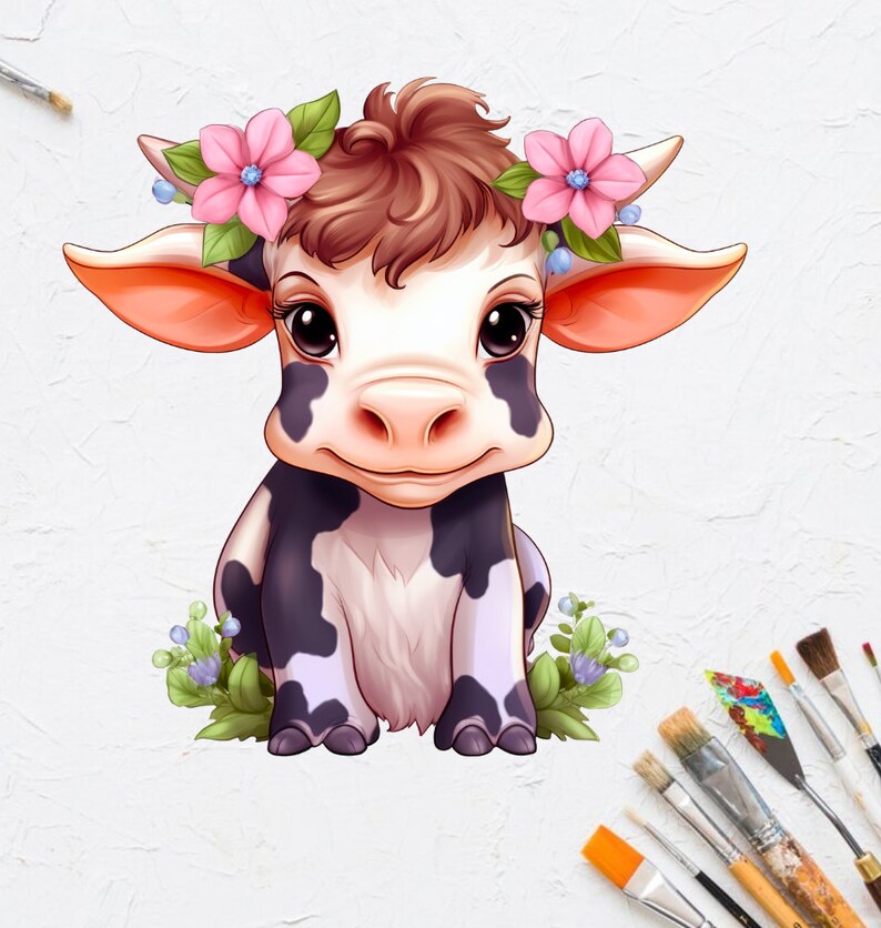 Cute Cow Clipart 4 High Quality Pngs Digital Download Card Making ...