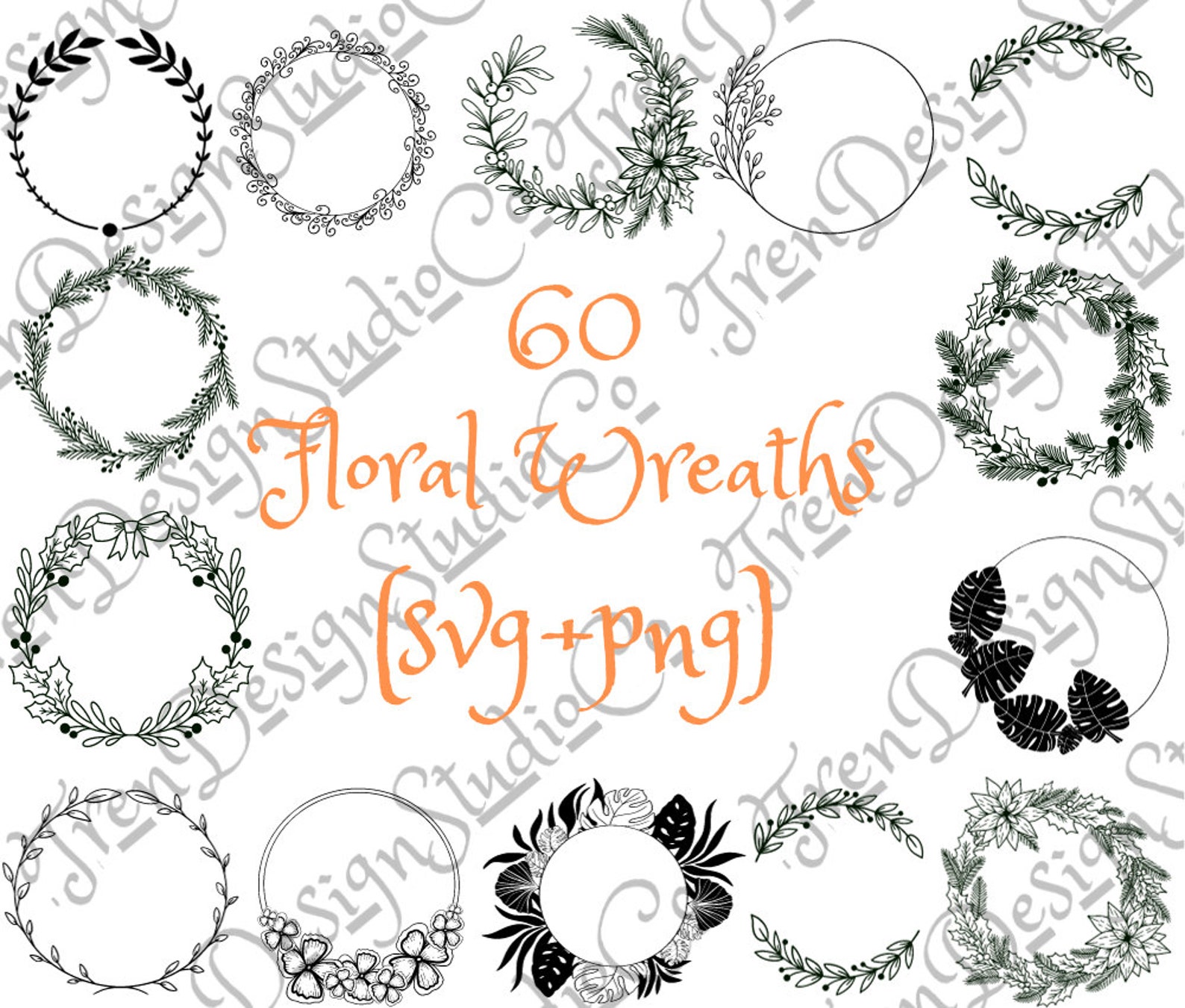 Wreath Svg Bundle Circle Svg Bundle Floral Wreath Svg Heart Laurel ...