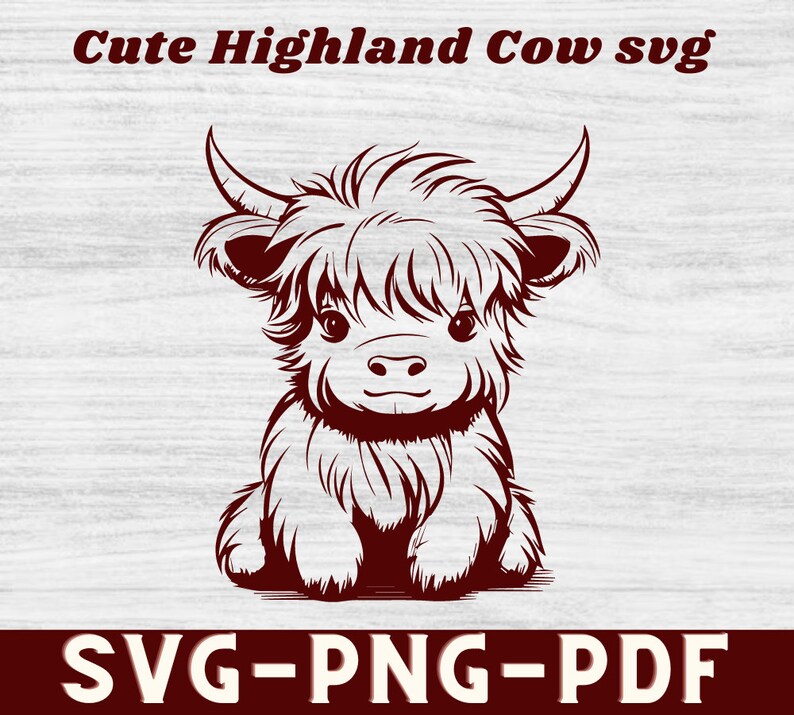 Highland Cow Svg , Cute Highland Cow Svg, Baby Highland Cow Svg ...