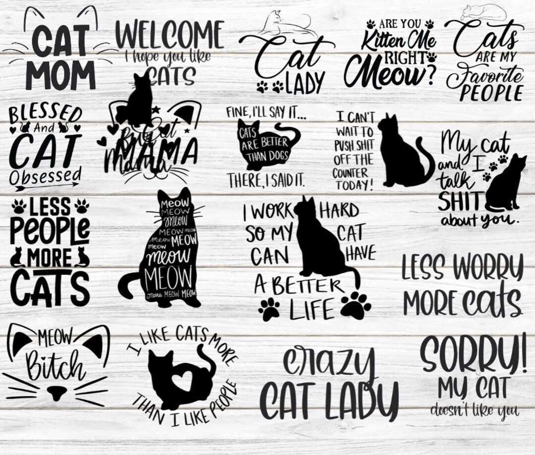 Funny Cat SVG Bundle, Cat SVG, Kitten SVG, Cat Lady Svg, Crazy Cat Lady ...