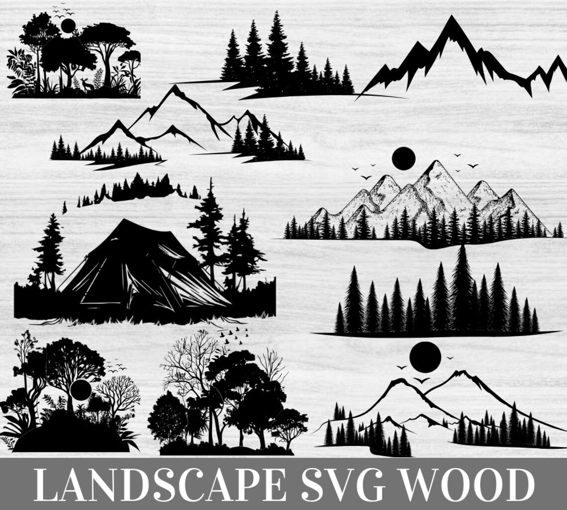 Landscape Svg Wood / Forest Scene Svg / Forest Silhouette Svg / Instant ...