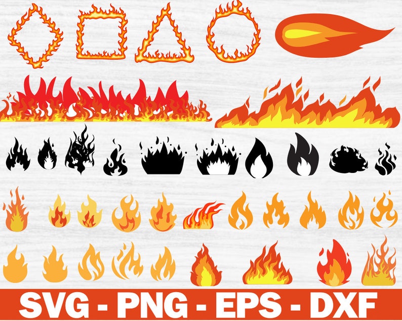 Fire SVG Bundle, Fire Clipart, Fire Svg Files, Fire Flames Svg, Flames ...