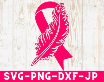 Feather Pink Ribbon SVG / Cut File / Cricut / Commercial Use ...