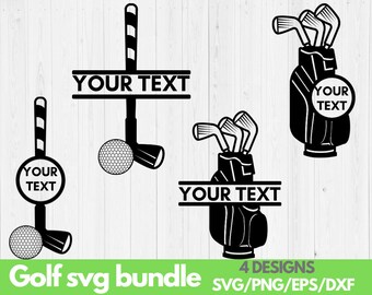 Golf Split Monogram Svg, Golfer Svg, Crossed Golf Clubs Name Frame Svg ...