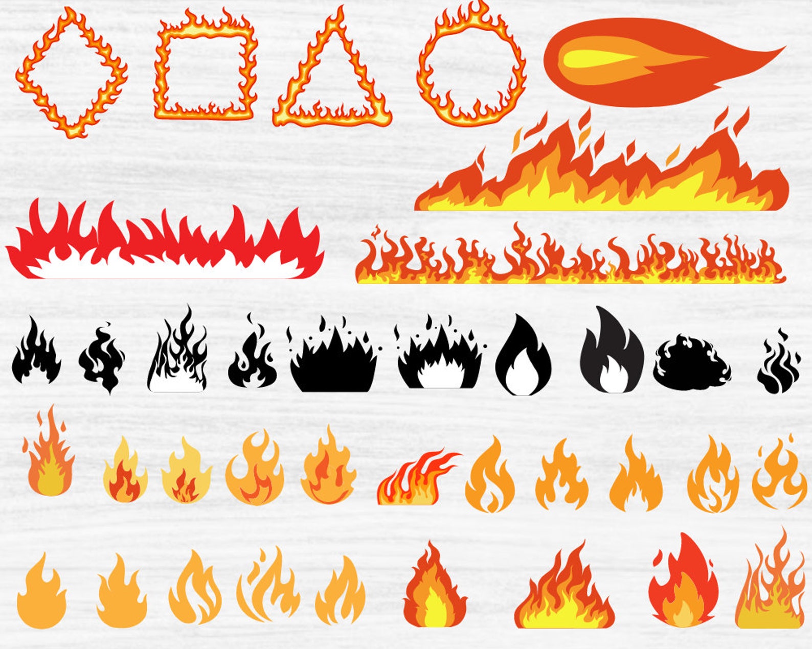 Fire SVG Bundle, Fire Clipart, Fire Svg Files, Fire Flames Svg, Flames ...