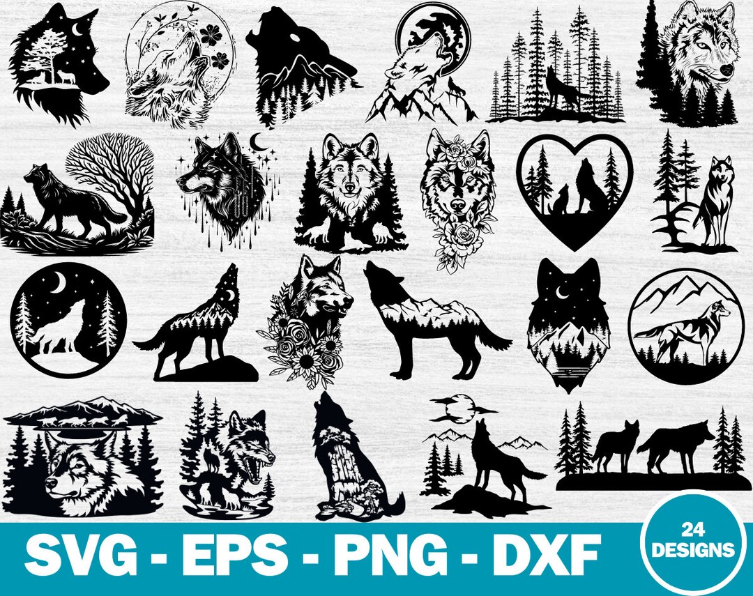 Paquete SVG de lobo, svg de lobo, paquete de png de lobo, imágenes ...