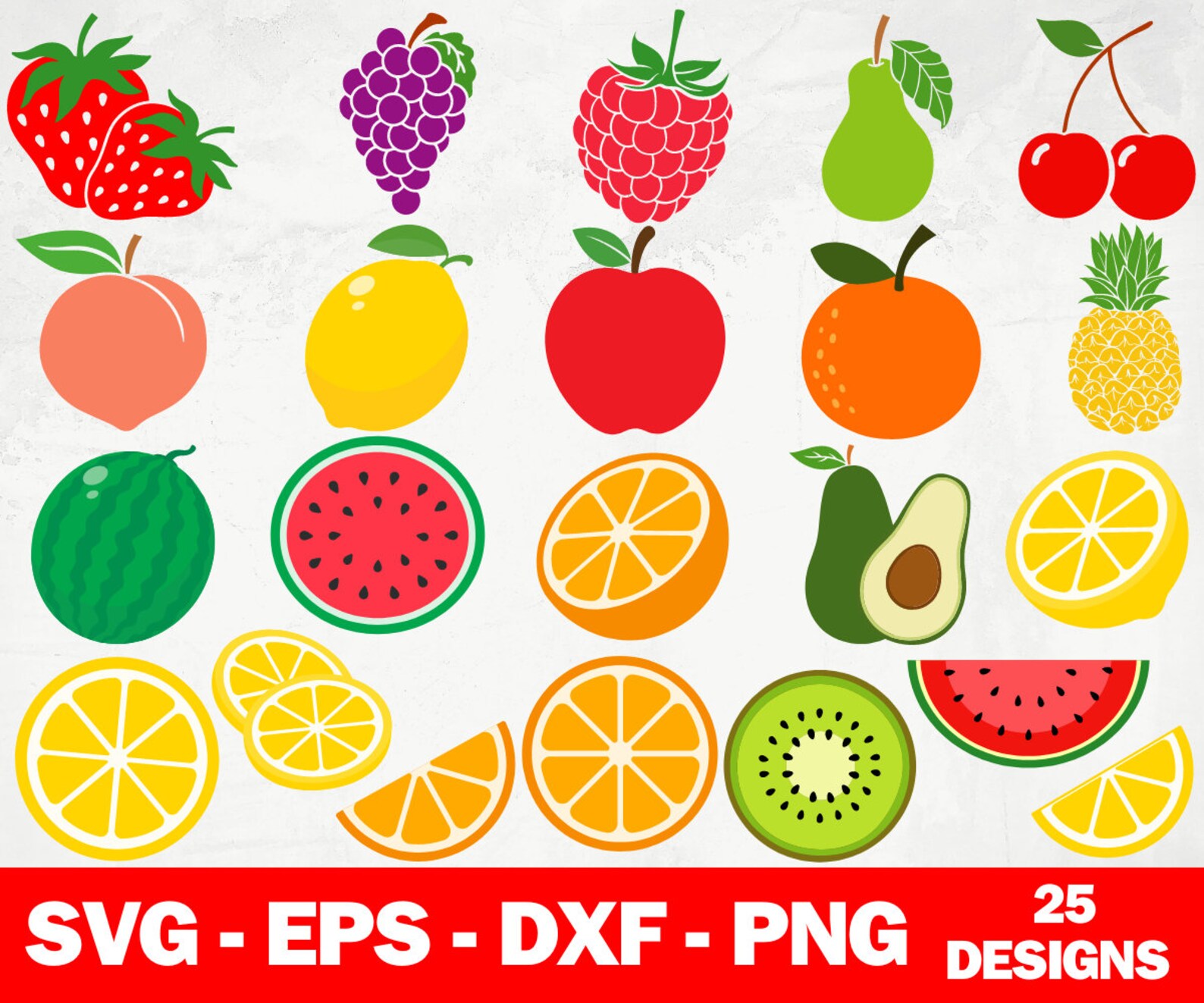 Tropical Fruit SVG Bundle Fruit Silhouette Vector Apple Watermelon ...