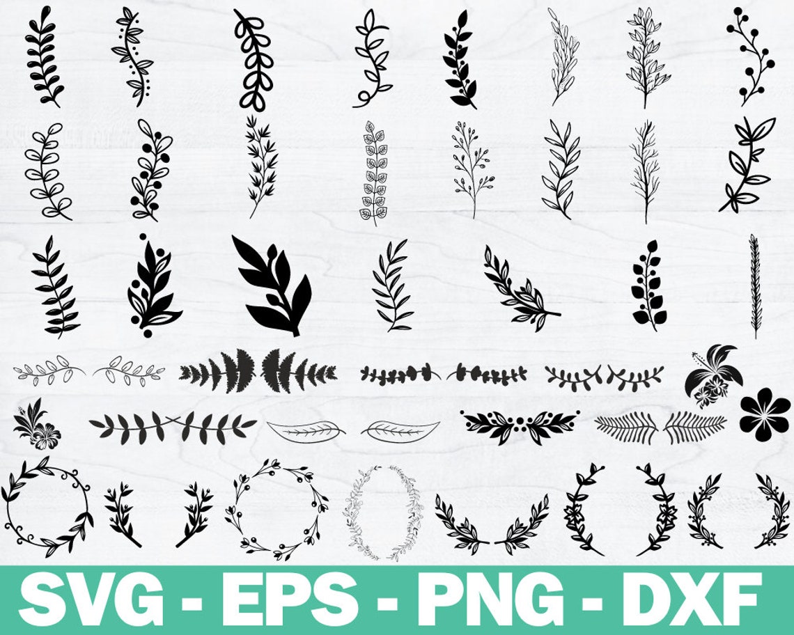 50 Leaves SVG / Hand Drawn Leaves SVG / Cut Files / Files for Cricut ...