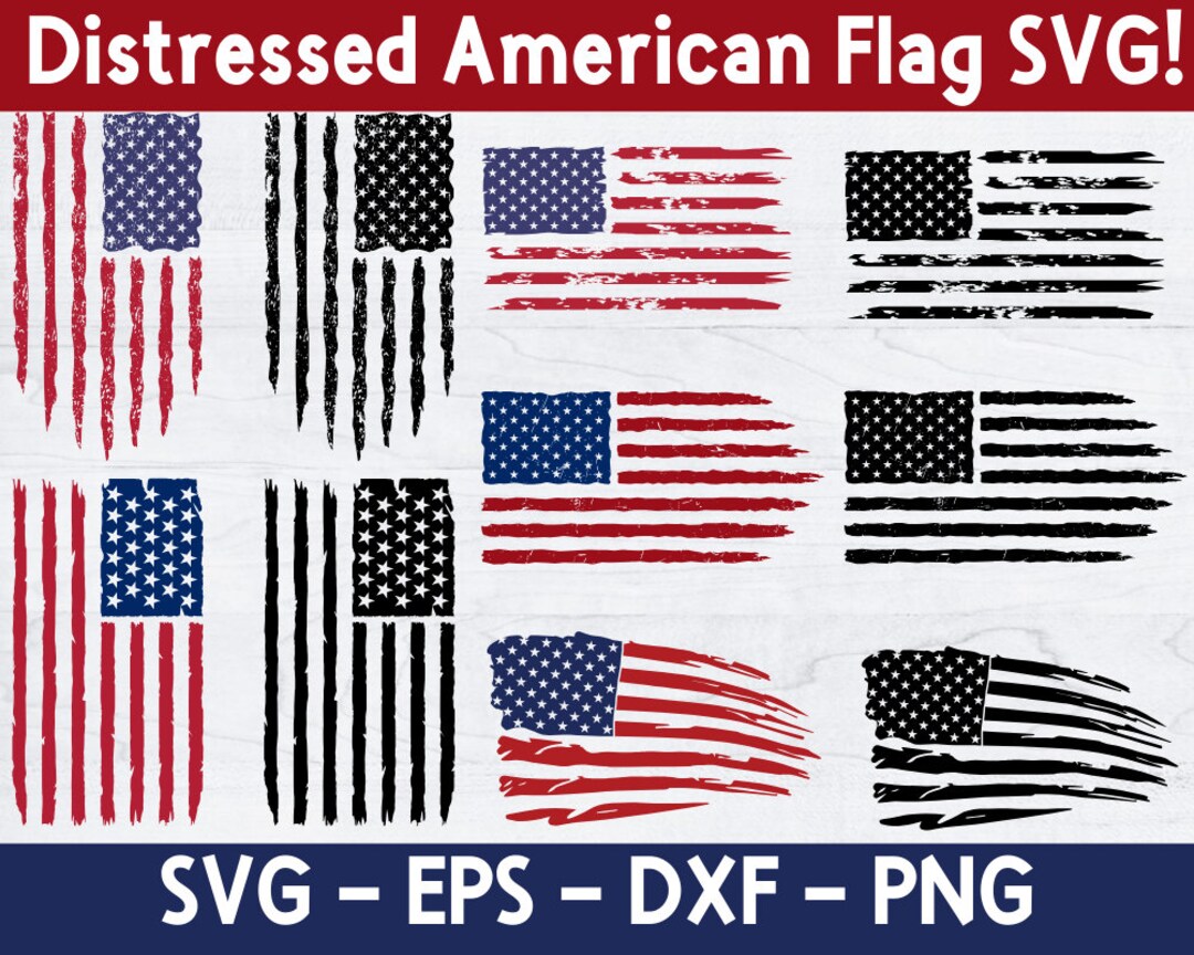 Distressed American Flag SVG Bundle USA Flag Svg 4th July Svg USA Flag ...