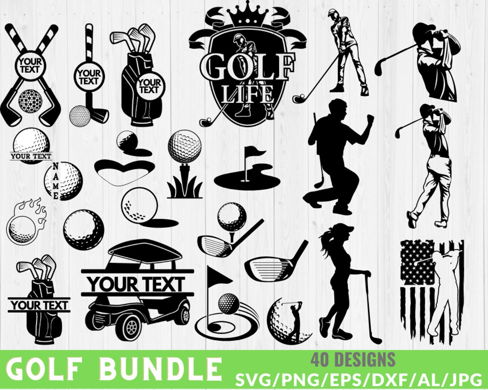 Golf Svg Bundle, Golf Monogram Svg, Split Monogram Svg, Golf Name Frame ...