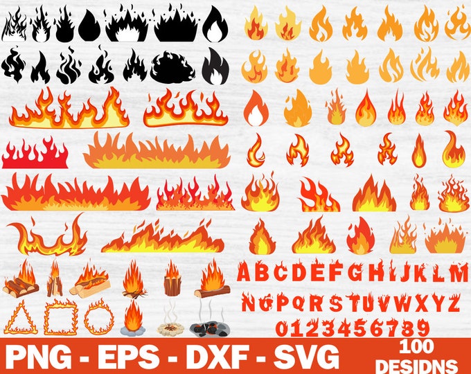 Fire SVG Bundle, Fire Clipart, Fire Svg Files, Fire Flames Svg, Flames ...