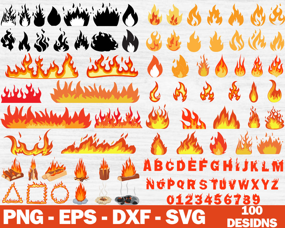 Fire SVG Bundle, Fire Clipart, Fire Svg Files, Fire Flames Svg, Flames ...