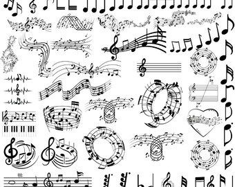Music Notes Svg Bundle, Guitar Note Svg, Musical Notes Clipart, Music ...