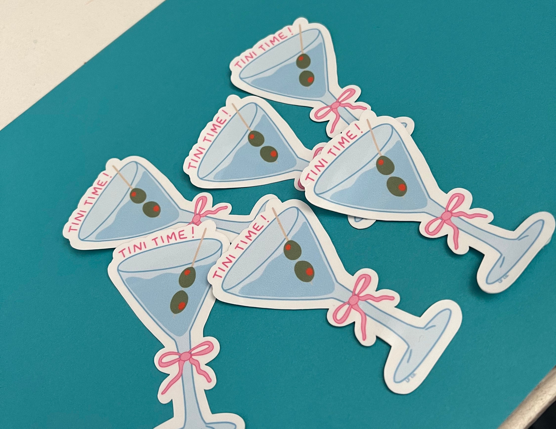 TINI Time Martini Glass Sticker With Bow Coquette Martini Girlie ...
