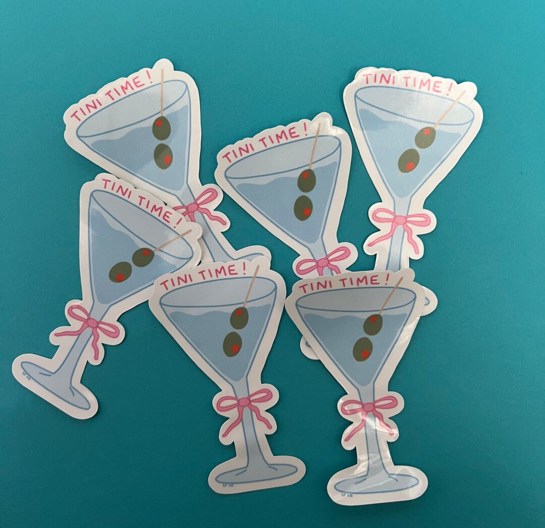 TINI Time Martini Glass Sticker With Bow! Coquette Martini Girlie ...