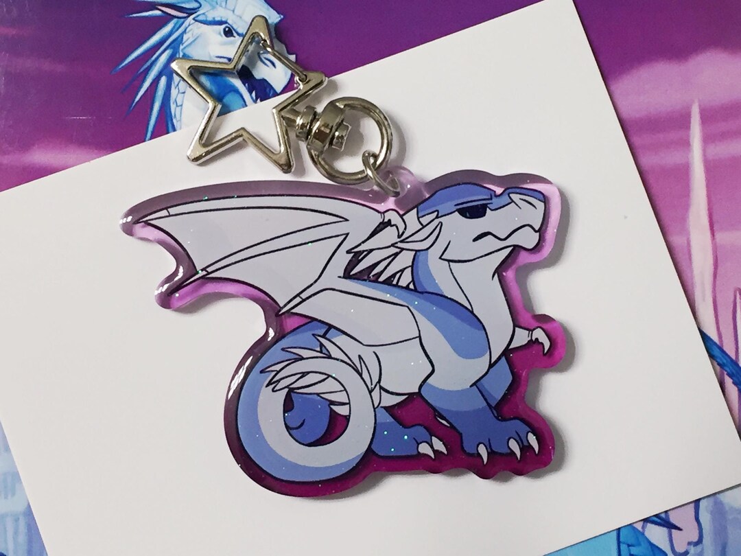 Wings of Fire Icewing 2" Double-sided Cute Dragon Wof Epoxy Acrylic ...