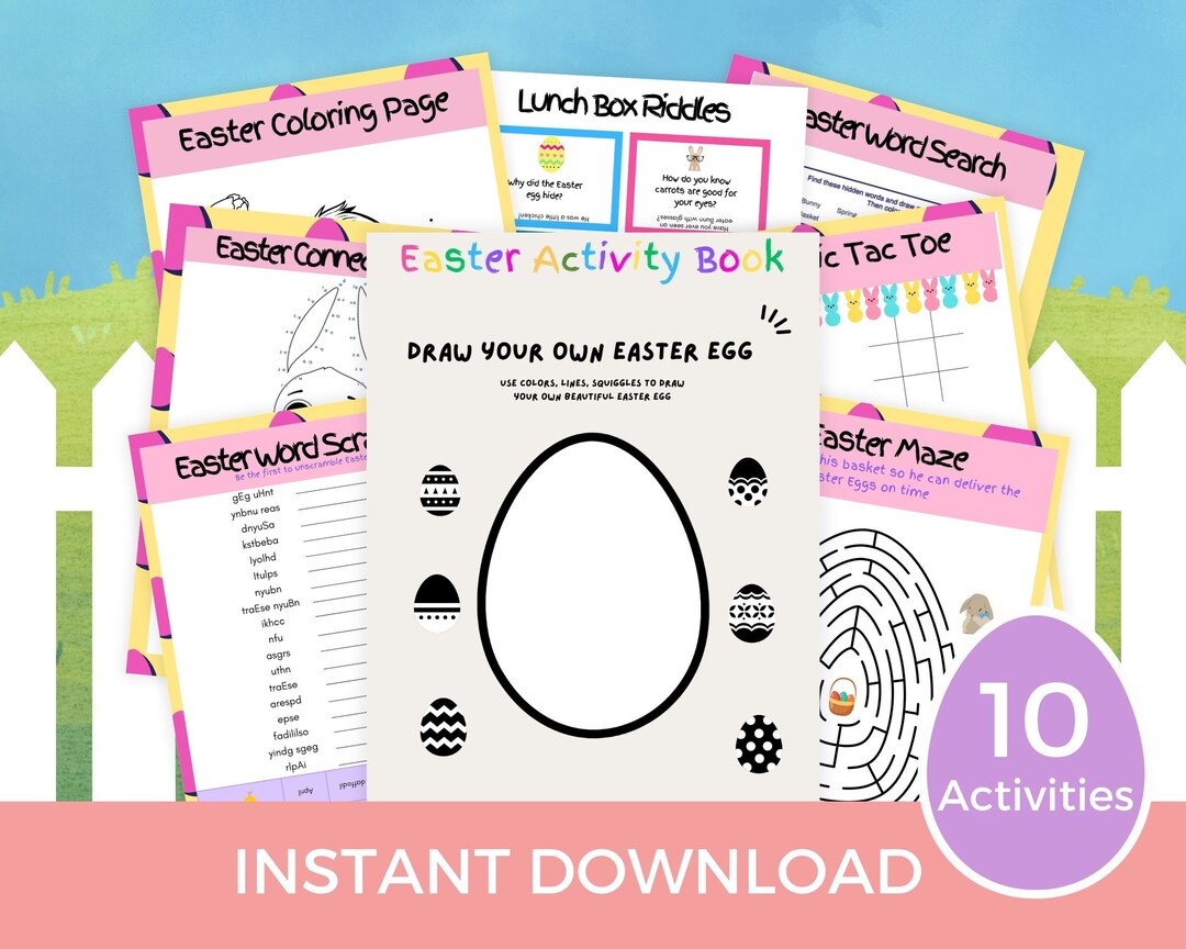 Easter Downloadable Activity/coloring Pages: Design Your Egg, Word ...