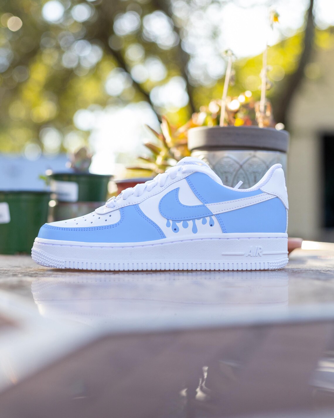 Nike Air Force 1 One Custom Baby Blue Drip Shoes Shoe - Etsy