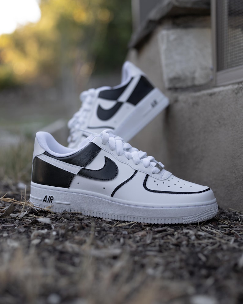 CUSTOM Nike Air Force 1 Black / White Shoes Sneakers - Etsy