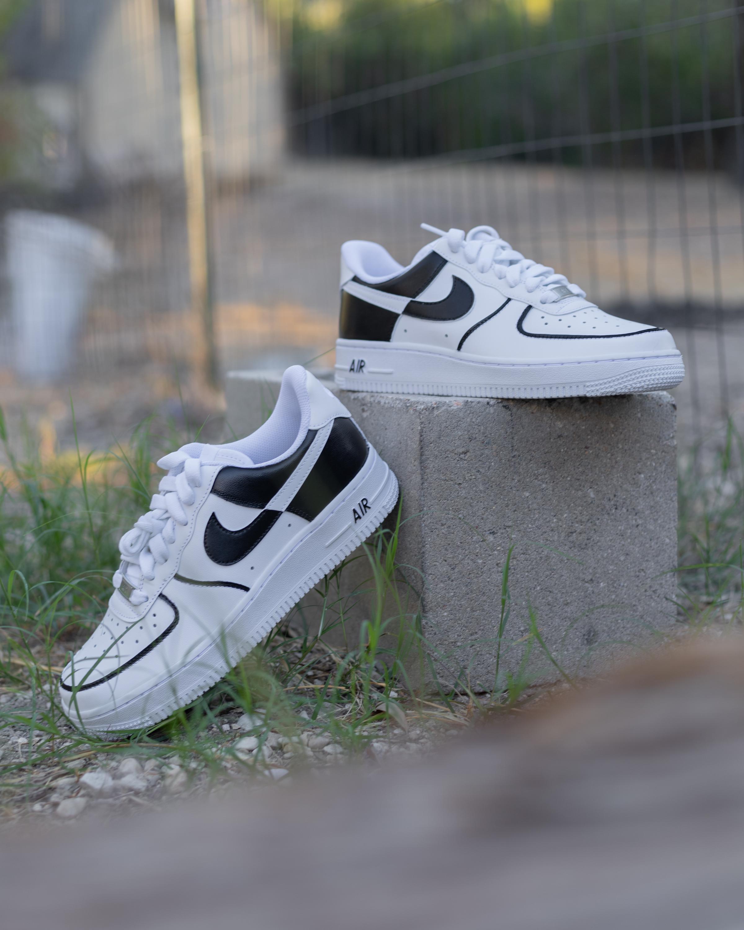 CUSTOM Nike Air Force 1 Black / White Shoes Sneakers - Etsy