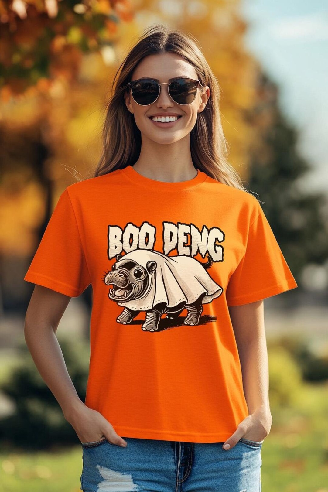Boo Deng T-shirt - Funny Cute Baby Hippo Ghost Costume - Bold Hilarious ...