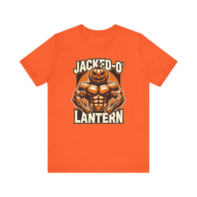 Jacked-o'-lantern Funny Muscle Pumpkin Tee - Funny Halloween T-shirt ...