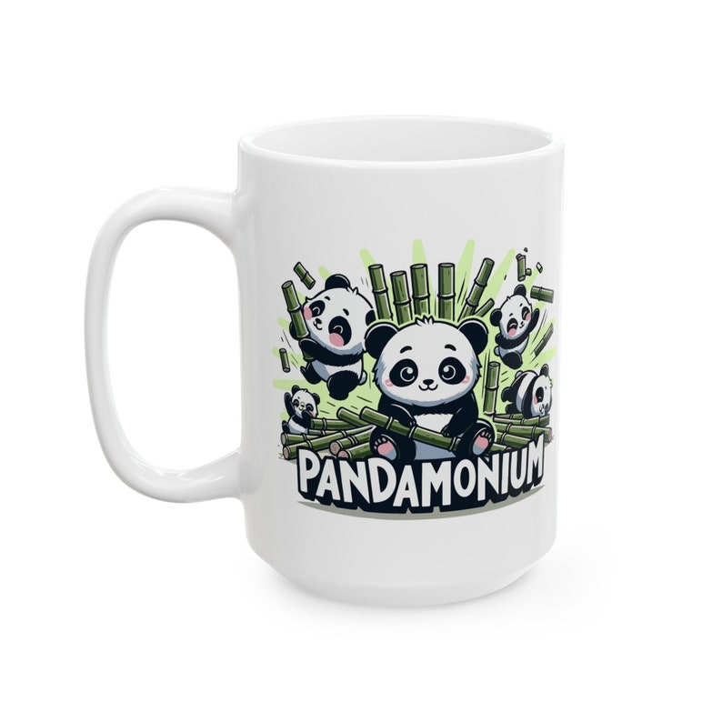 Pandamonium - Funny Panda Mug - Cute Pandas With Bamboo Graphic ...