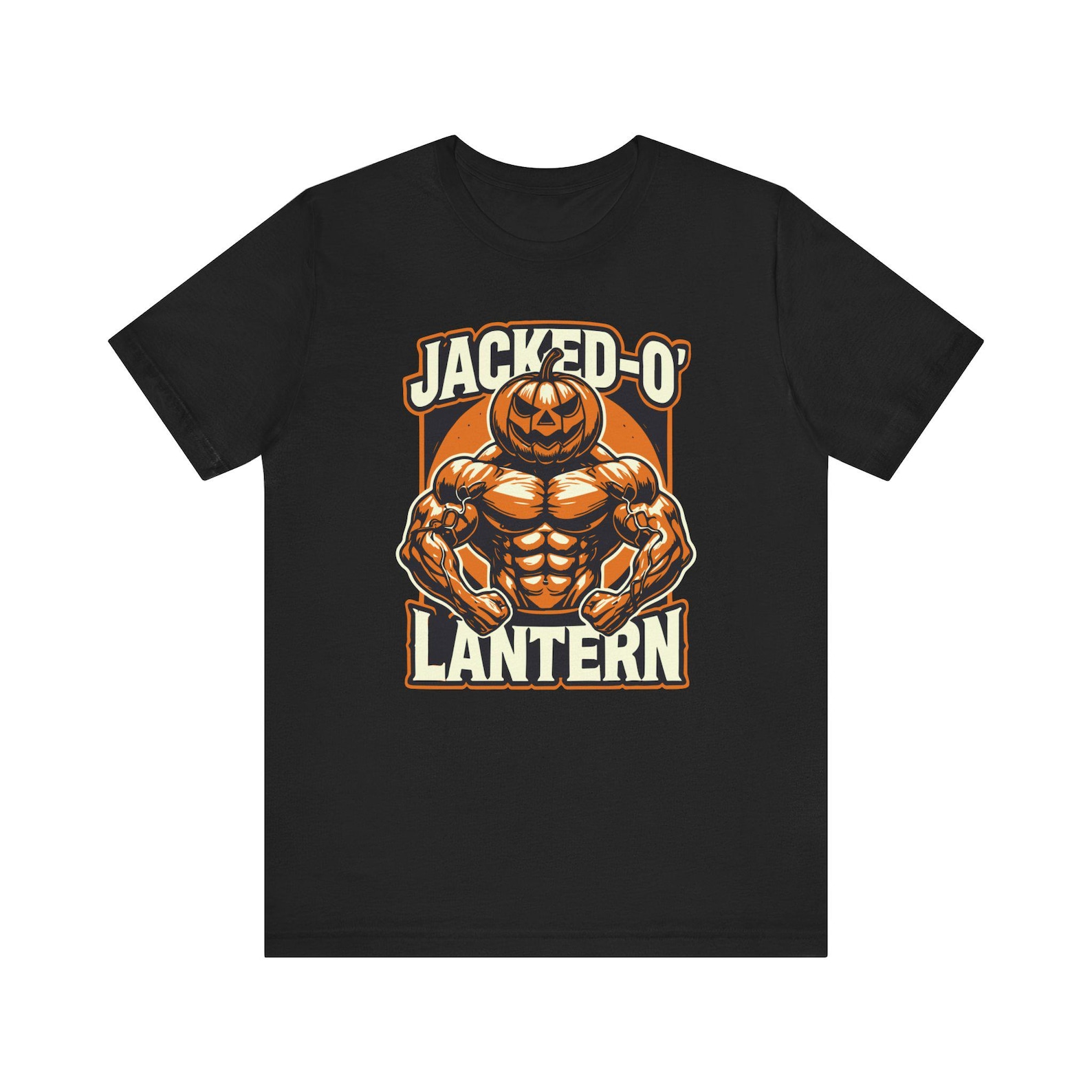 Jacked-o'-lantern Funny Muscle Pumpkin Tee - Funny Halloween T-shirt ...