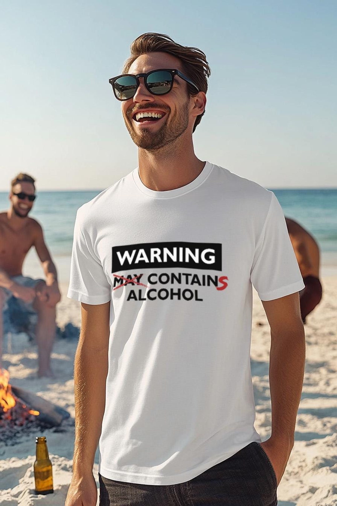 Warning Contains Alcohol Funny T-shirt - Funny Drinking Shirt for ...