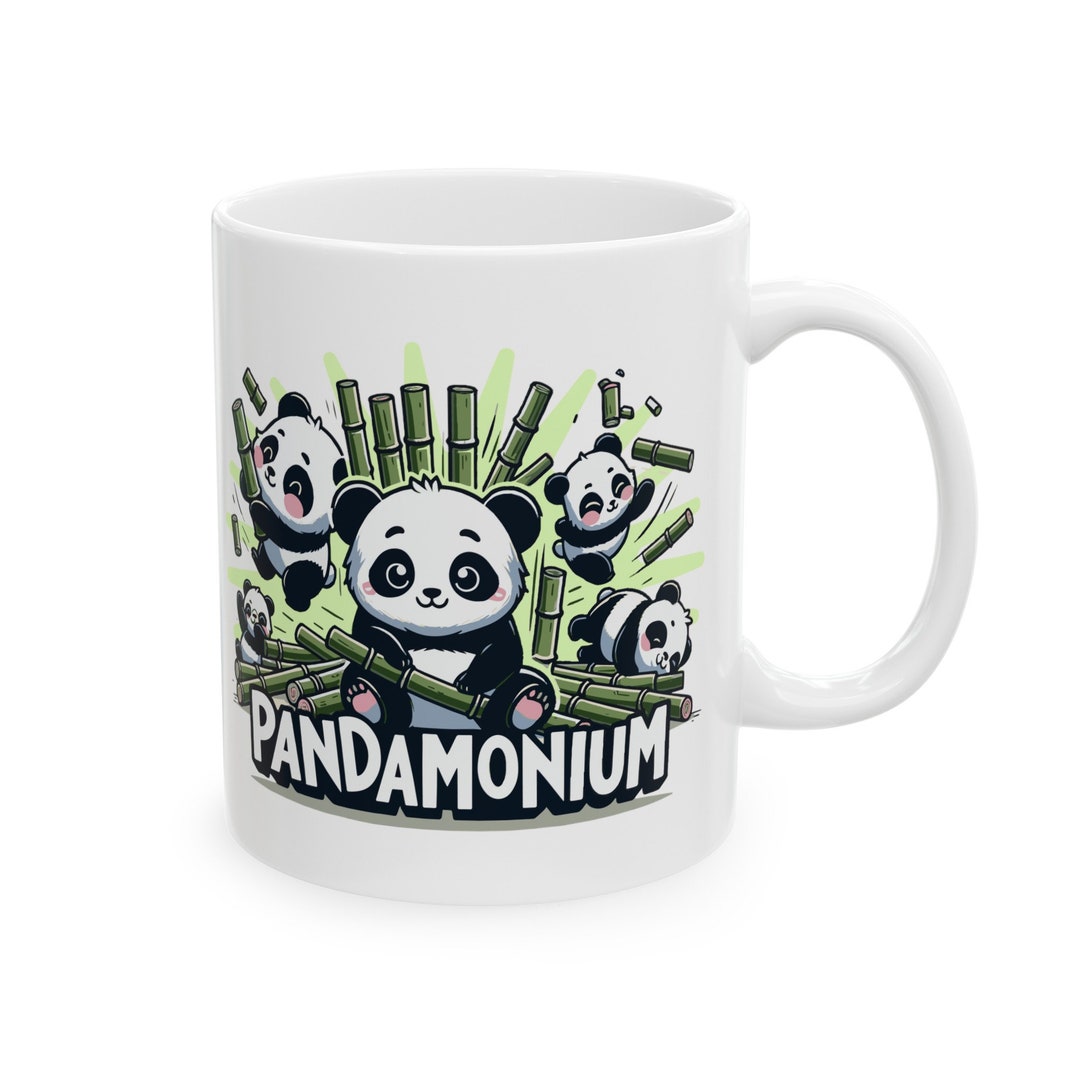 Pandamonium - Funny Panda Mug - Cute Pandas With Bamboo Graphic ...