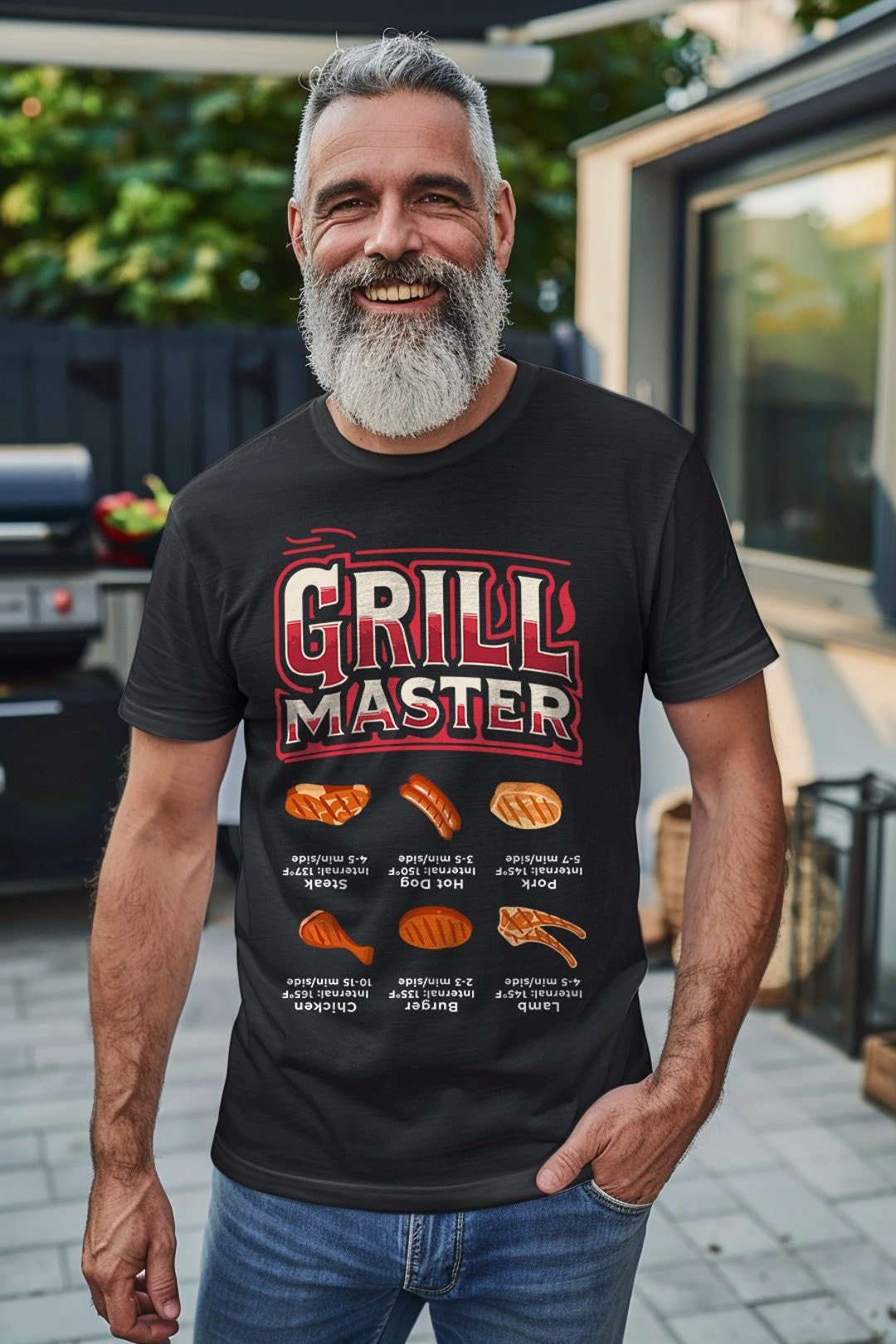 Grill Master - Funny BBQ T-shirt - Humorous Meat Cooking Guide Graphic ...