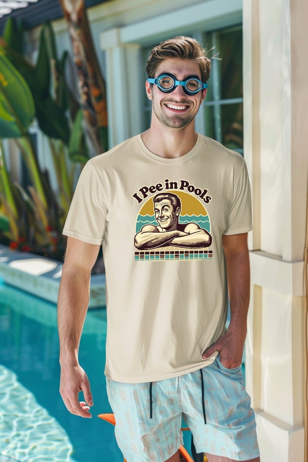 I Pee in Pools - Funny Retro Summer T-shirt - Humorous Pool Graphic Tee ...