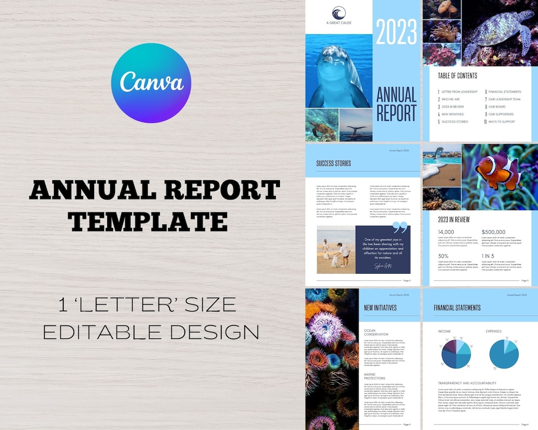 1 Nonprofit Annual Impact Report Letter-sized Canva Template ...
